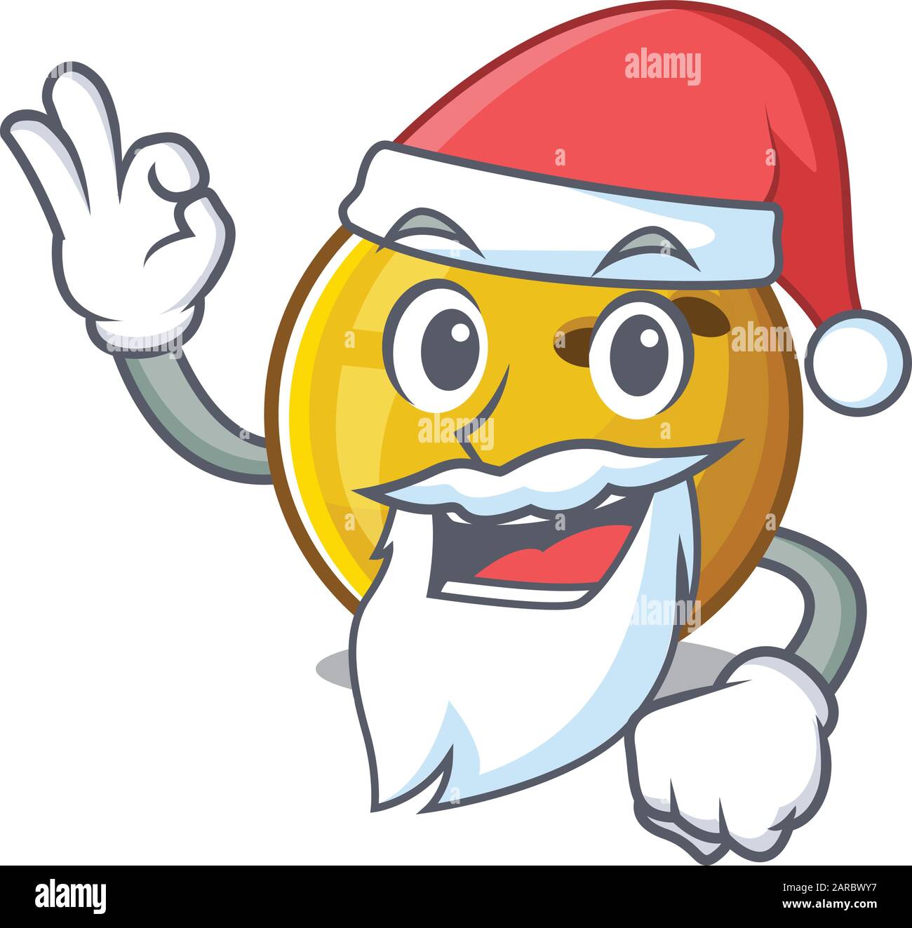 A picture of Santa bowling ball mascot picture style with ok finger ...