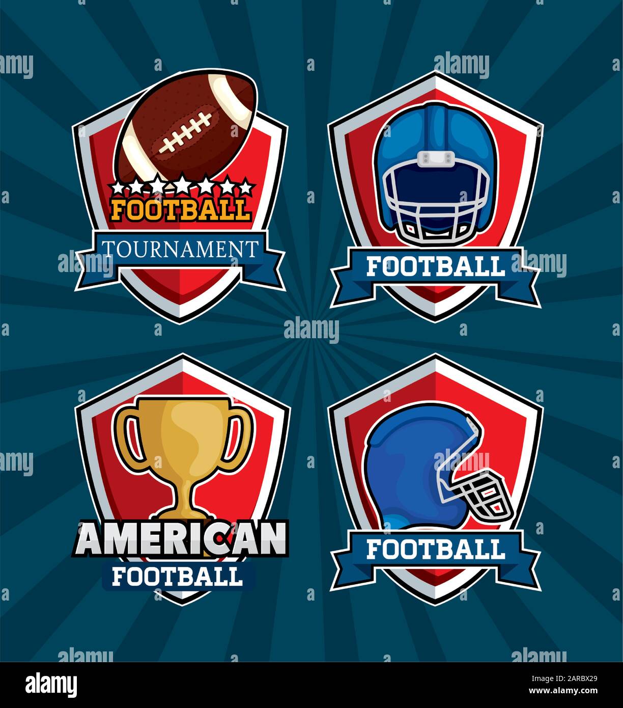 set of shields with icons of american football Stock Vector Image & Art ...