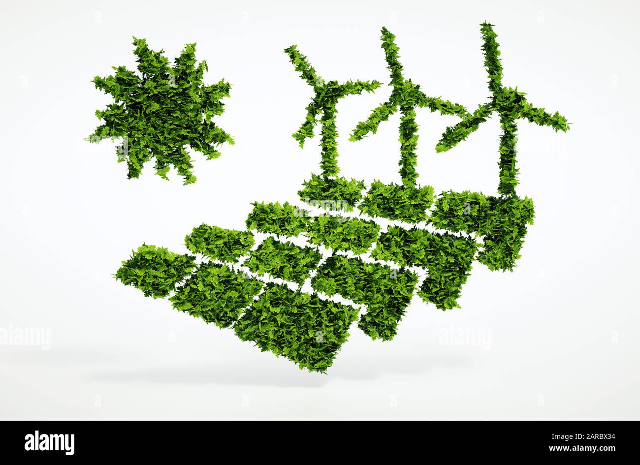 Isolated 3d render ecology sustainable energy concept with white ...