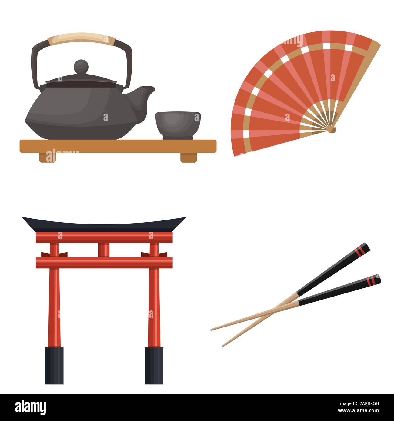 Japan famous symbols icons set, vector illustration Stock Vector Image ...