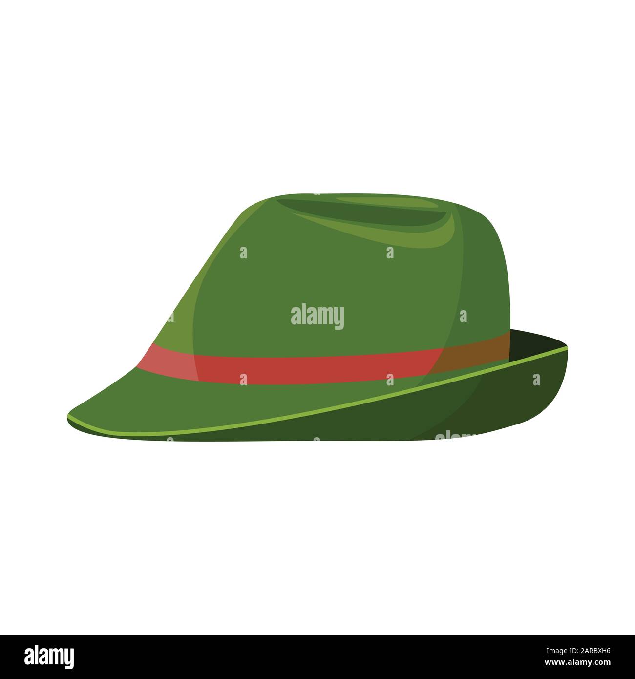Bavarian tyrolean green hat with feather. cartoon vector illustration ...