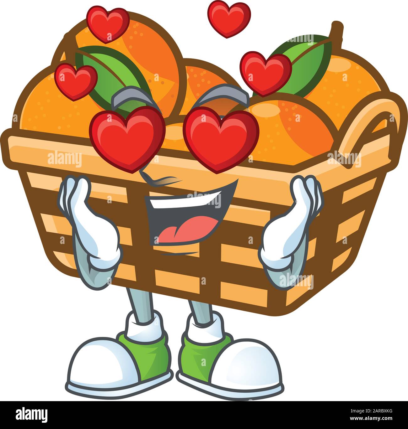 falling in love cute basket oranges cartoon character design Stock ...