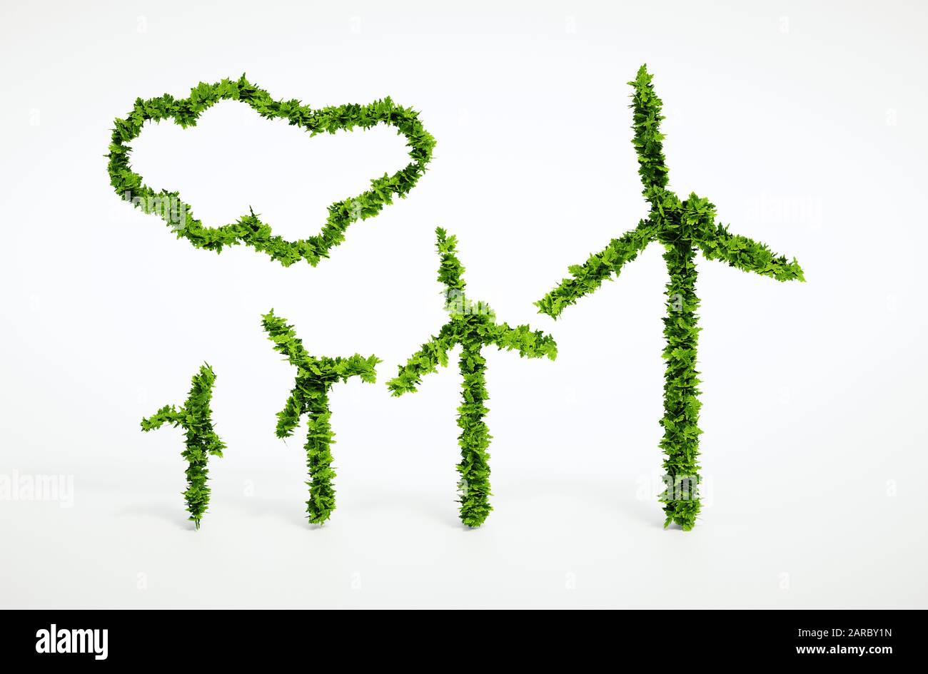 Isolated 3d render ecology wind turbine energy concept with white ...