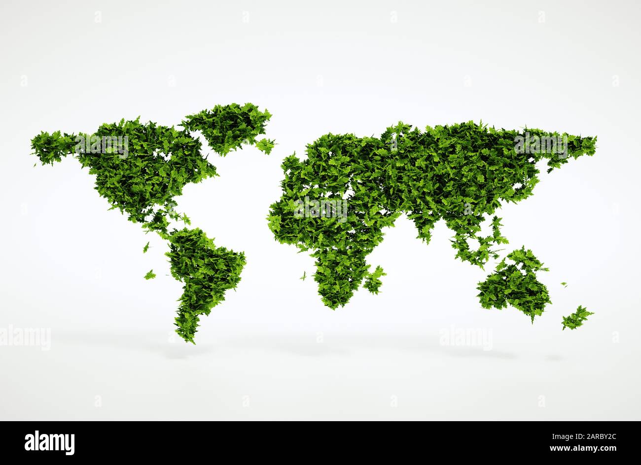Isolated 3d render natural leaf world continents concept image with ...