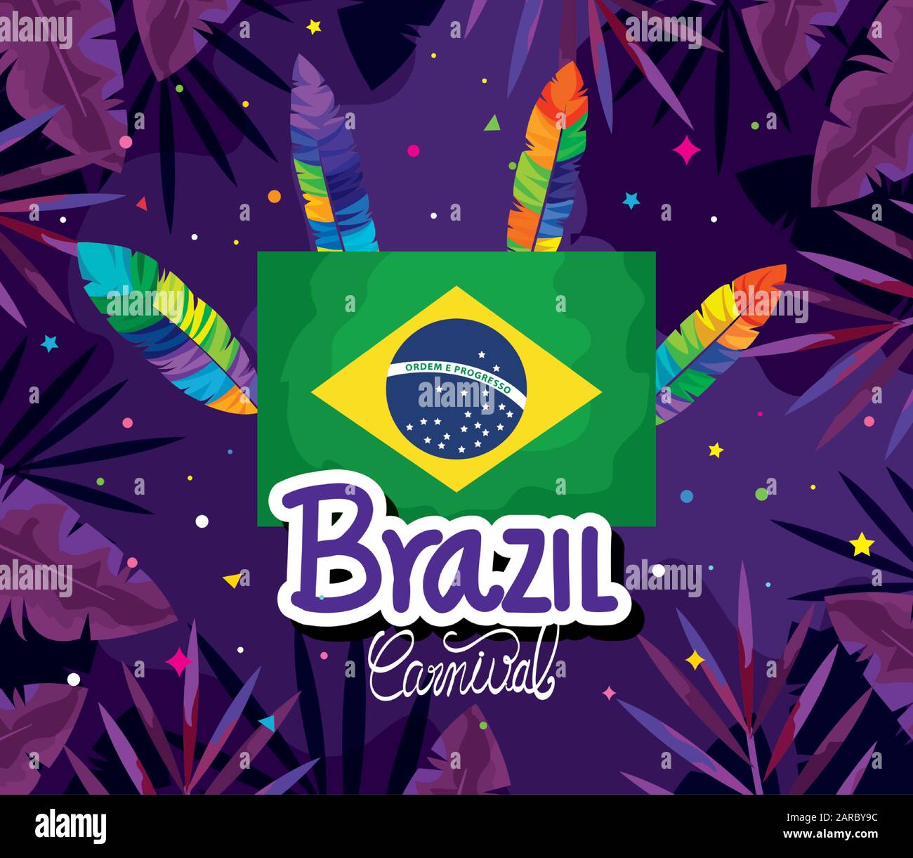 poster of brazil carnival with flag and feathers Stock Vector Image ...