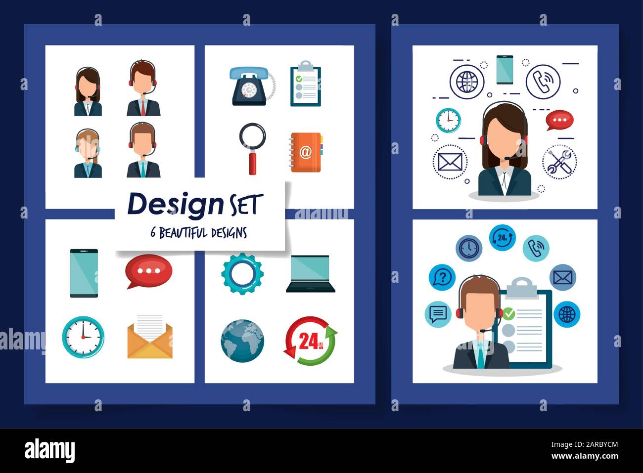 six designs of customer service and icons Stock Vector Image & Art - Alamy