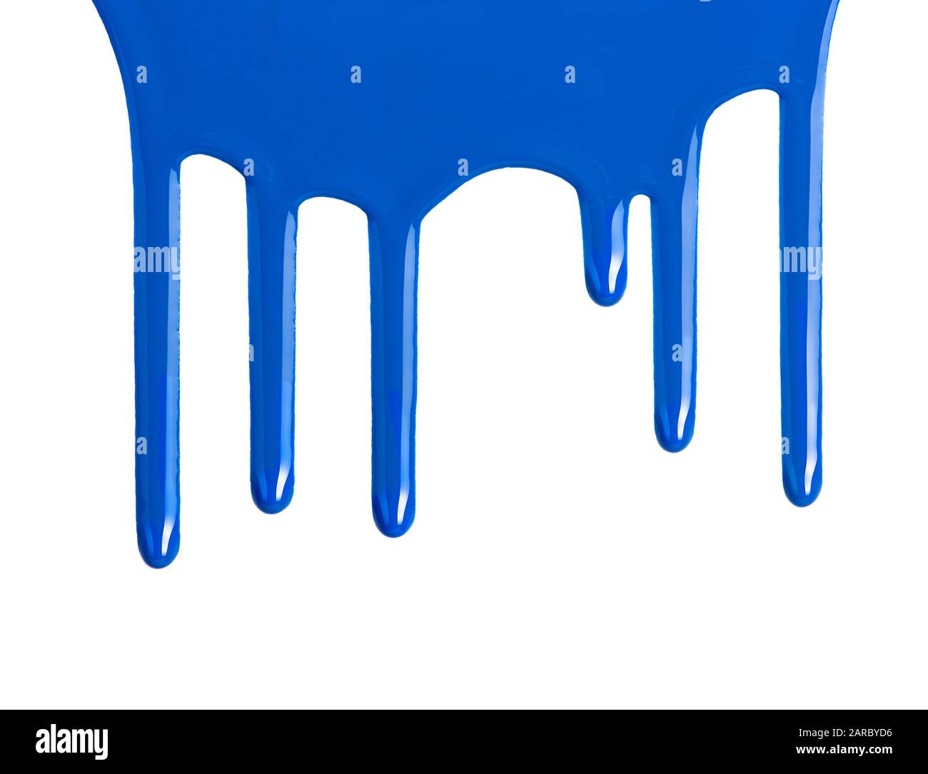Blue dripping paint against a white background Stock Photo - Alamy