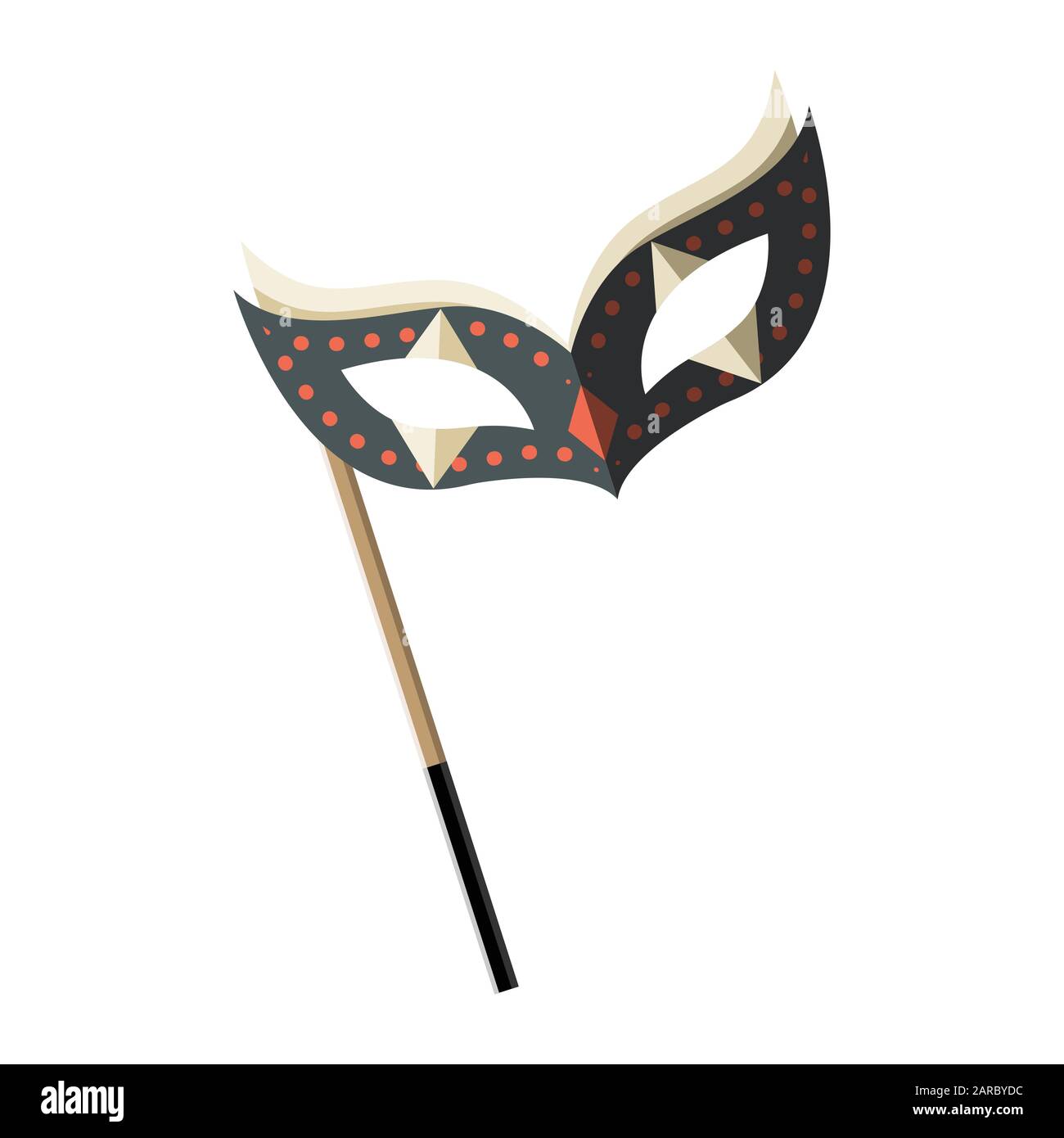Carnival mask on the stick. Venice carnival mask. vector illustration ...