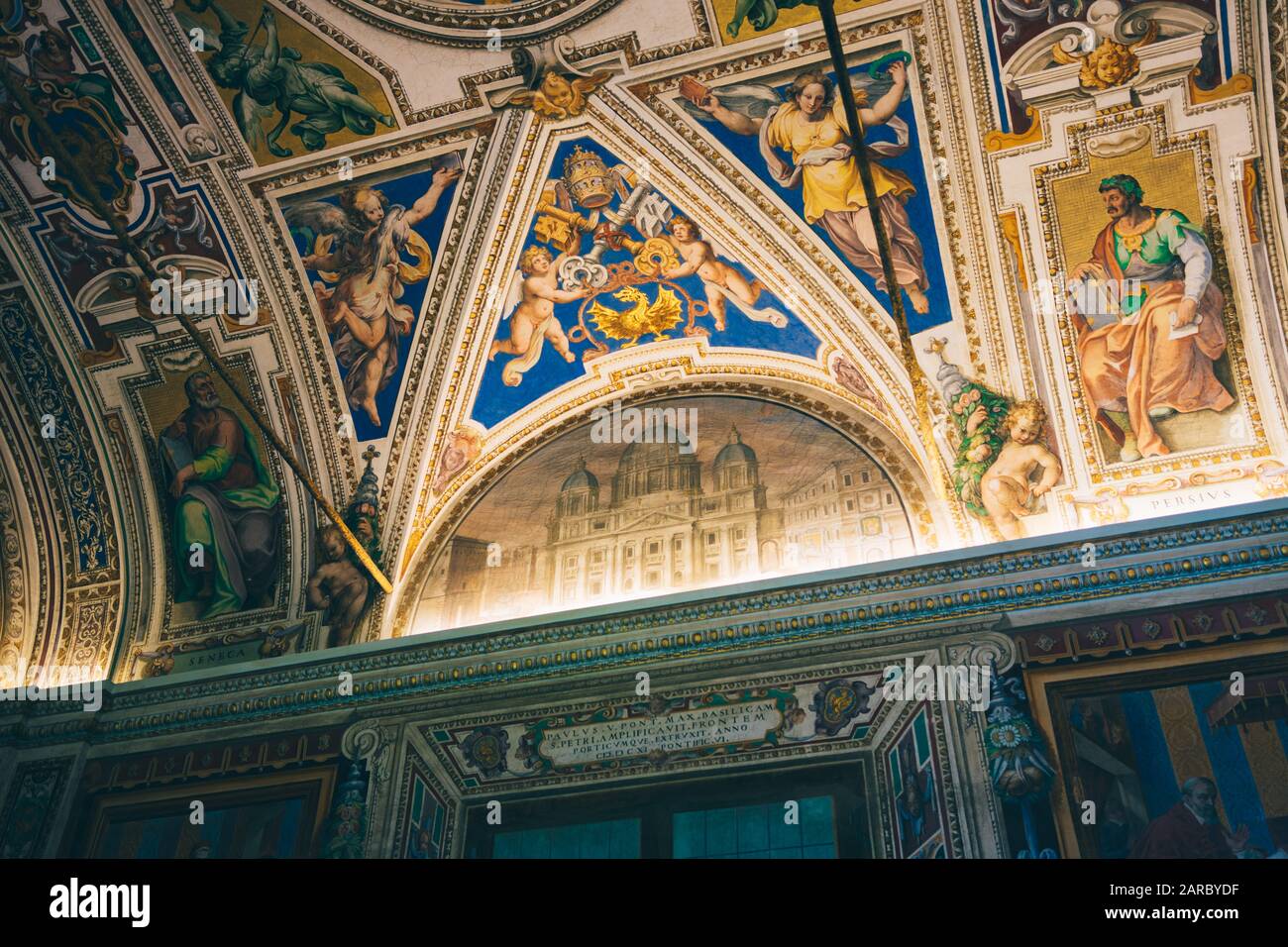 Rome, Italy - Jan 3, 2020: Beautiful ceiling art at the Vatican museum ...