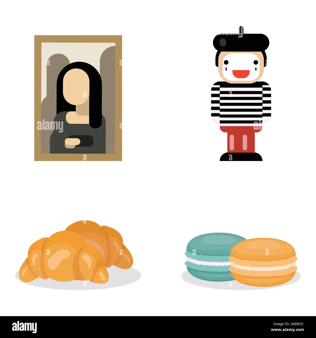 Set of famouse elements and landscapes of France. Vector illustration ...