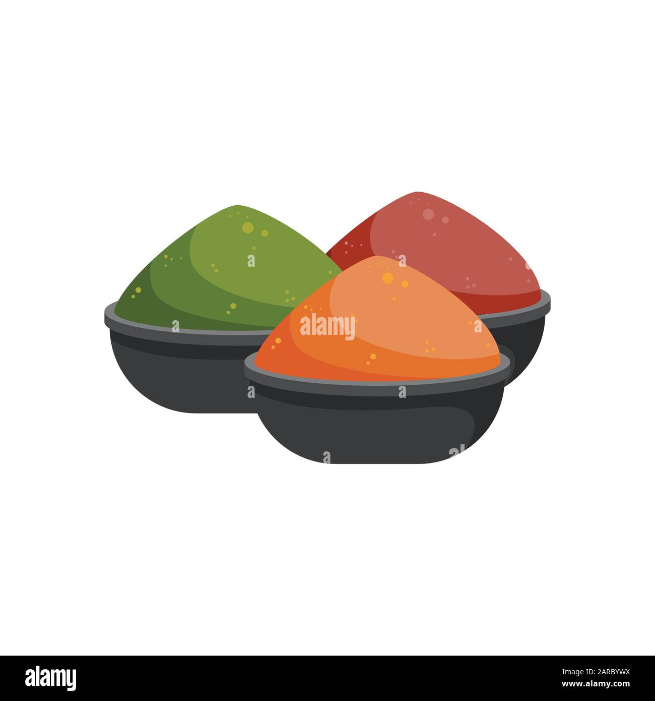Spices powder bowls set. Aromatic seasoning, vector illustration Stock ...