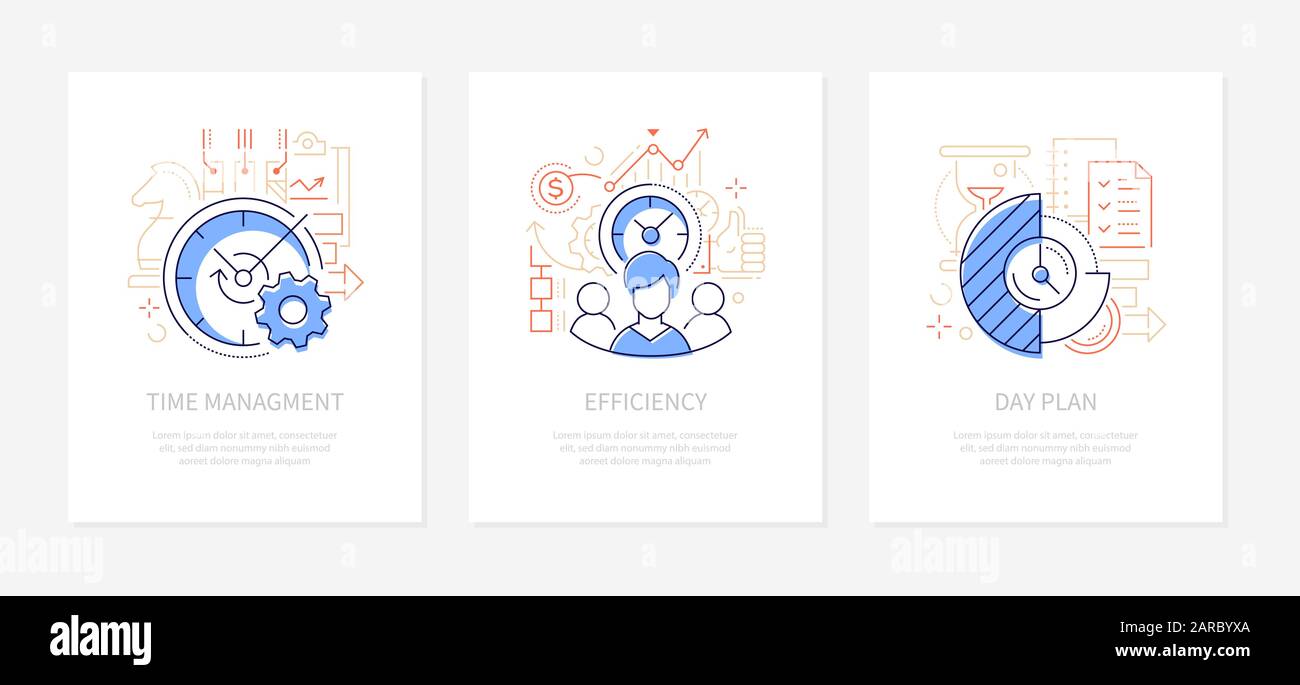 Business strategy - vector line design style banners set Stock Vector ...