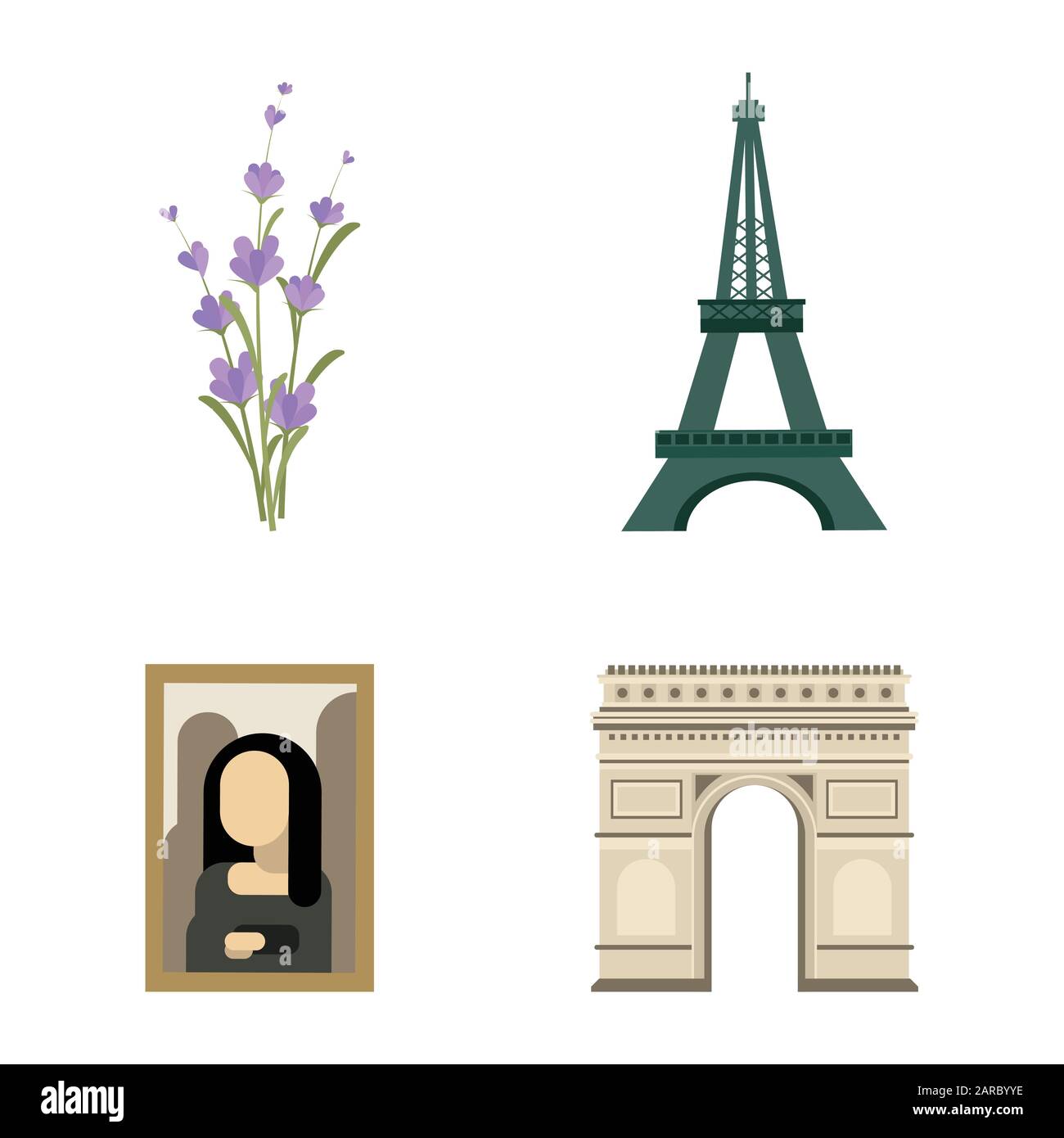 Set of famouse elements and landscapes of France. Vector illustration ...