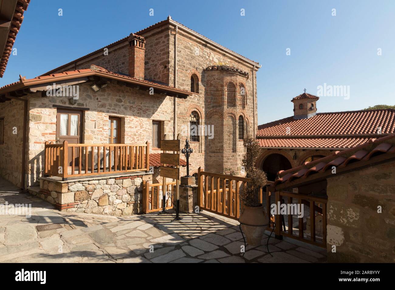 Kalabaka, Greece. Inside the Great Meteoron (Megalo Meteoro), a ...