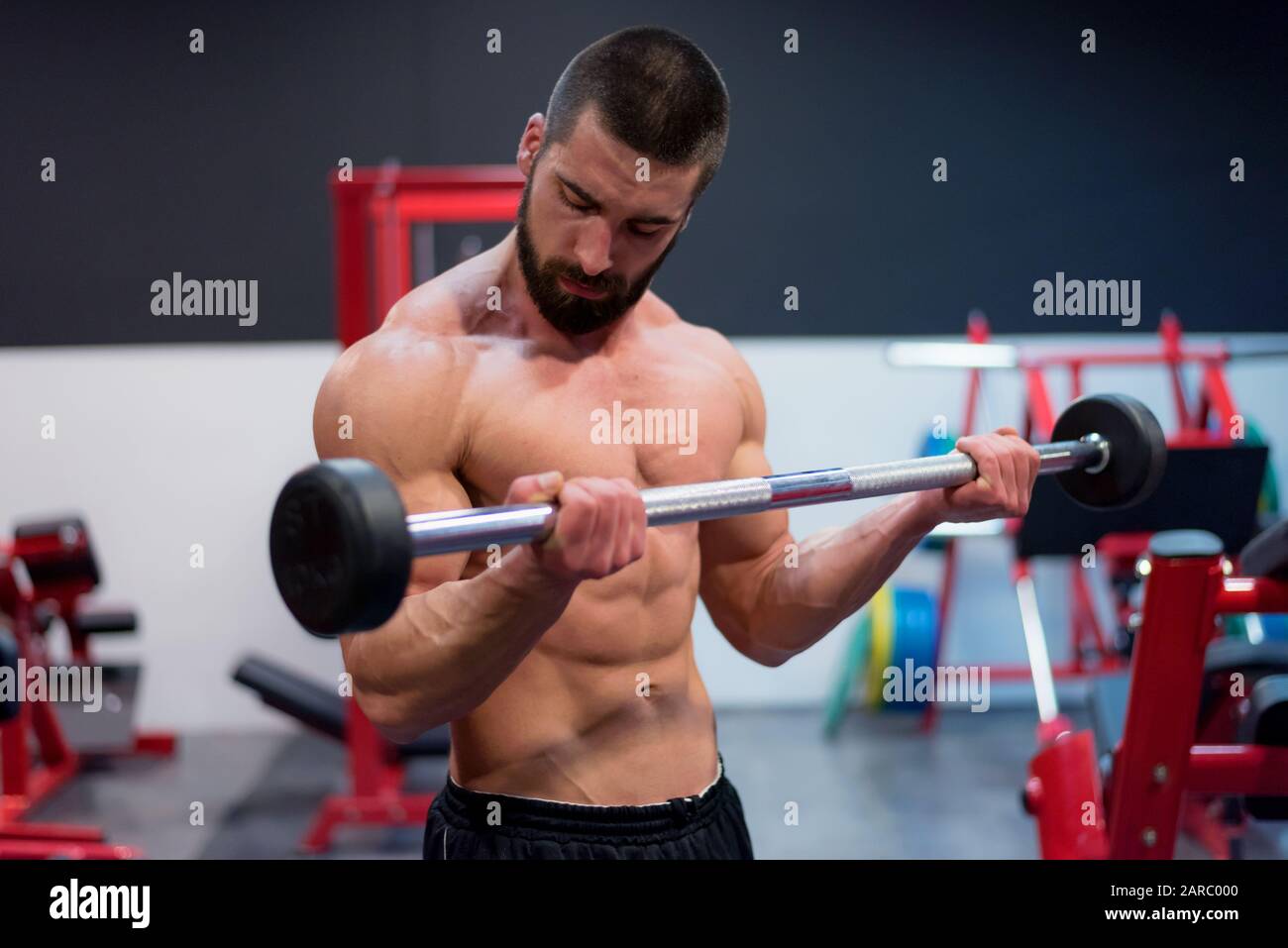 Hard Core Bodybuilding. Muscular athletic bodybuilder fitness model ...