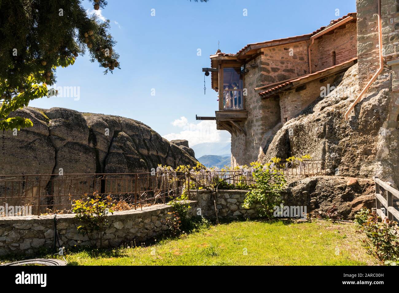 Meteora, Greece. The basket crane of the Byzantine Monastery of the ...