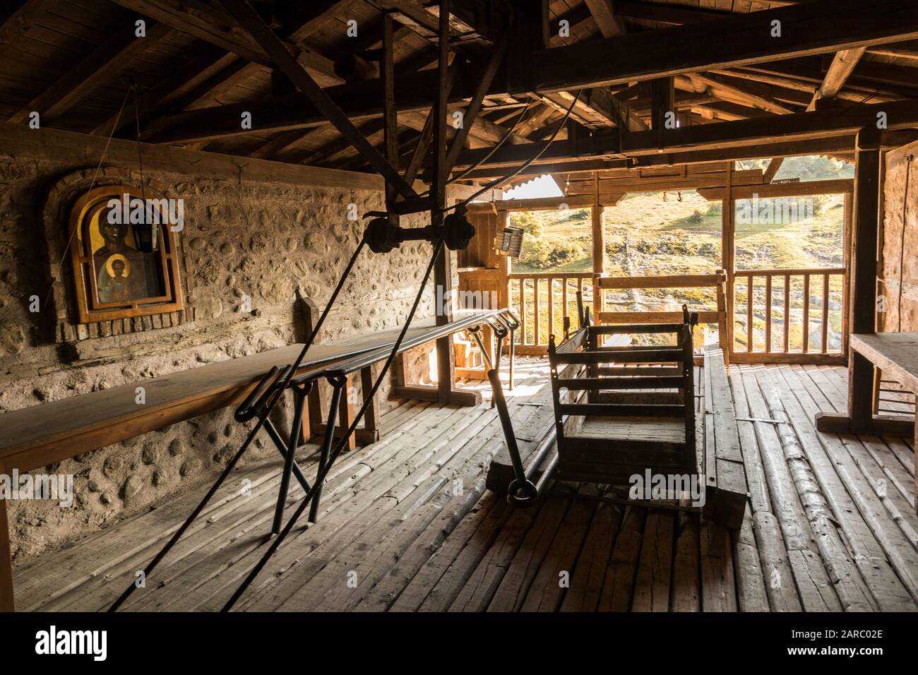 Kalabaka, Greece. Inside the Great Meteoron (Megalo Meteoro), a ...