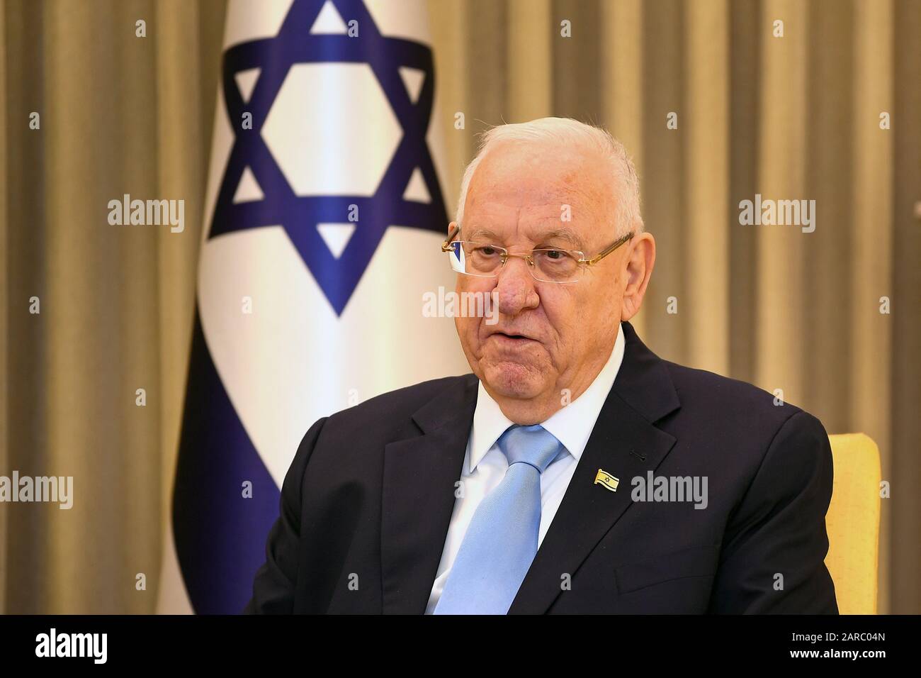President Reuven Rivlin at his official residence in Jerusalem, Israel ...