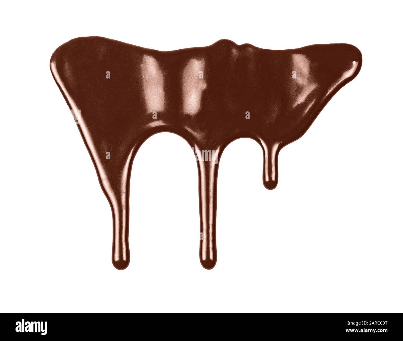 Melted chocolate dripping on white background Stock Photo - Alamy