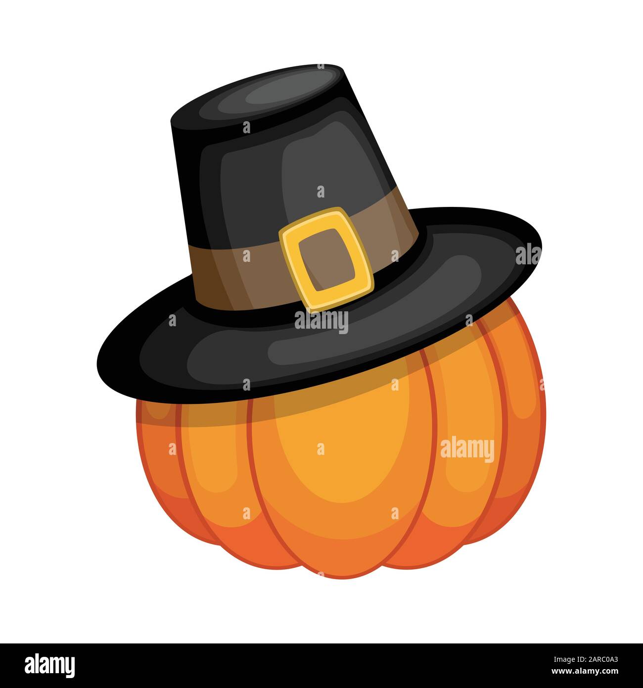 Pumpkin wearing piligrim hat. Vector illustration for thanksgiving day ...