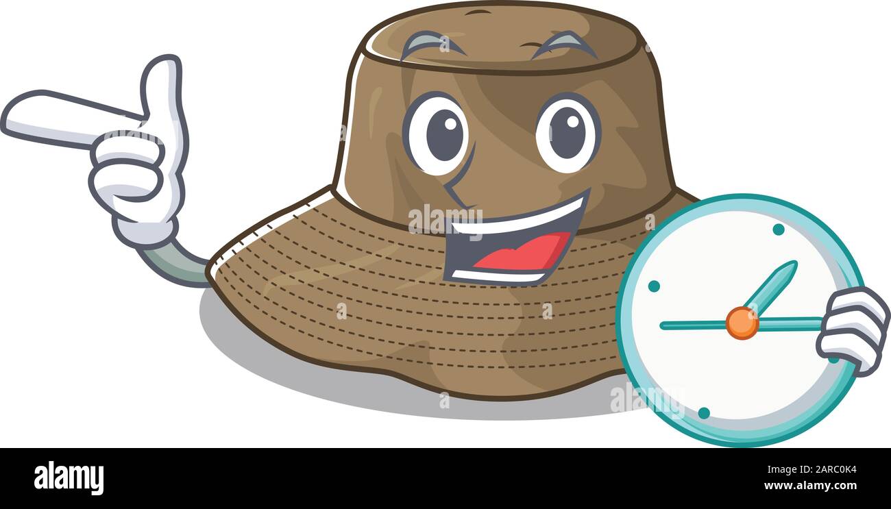 cartoon character style bucket hat having clock Stock Vector Image ...