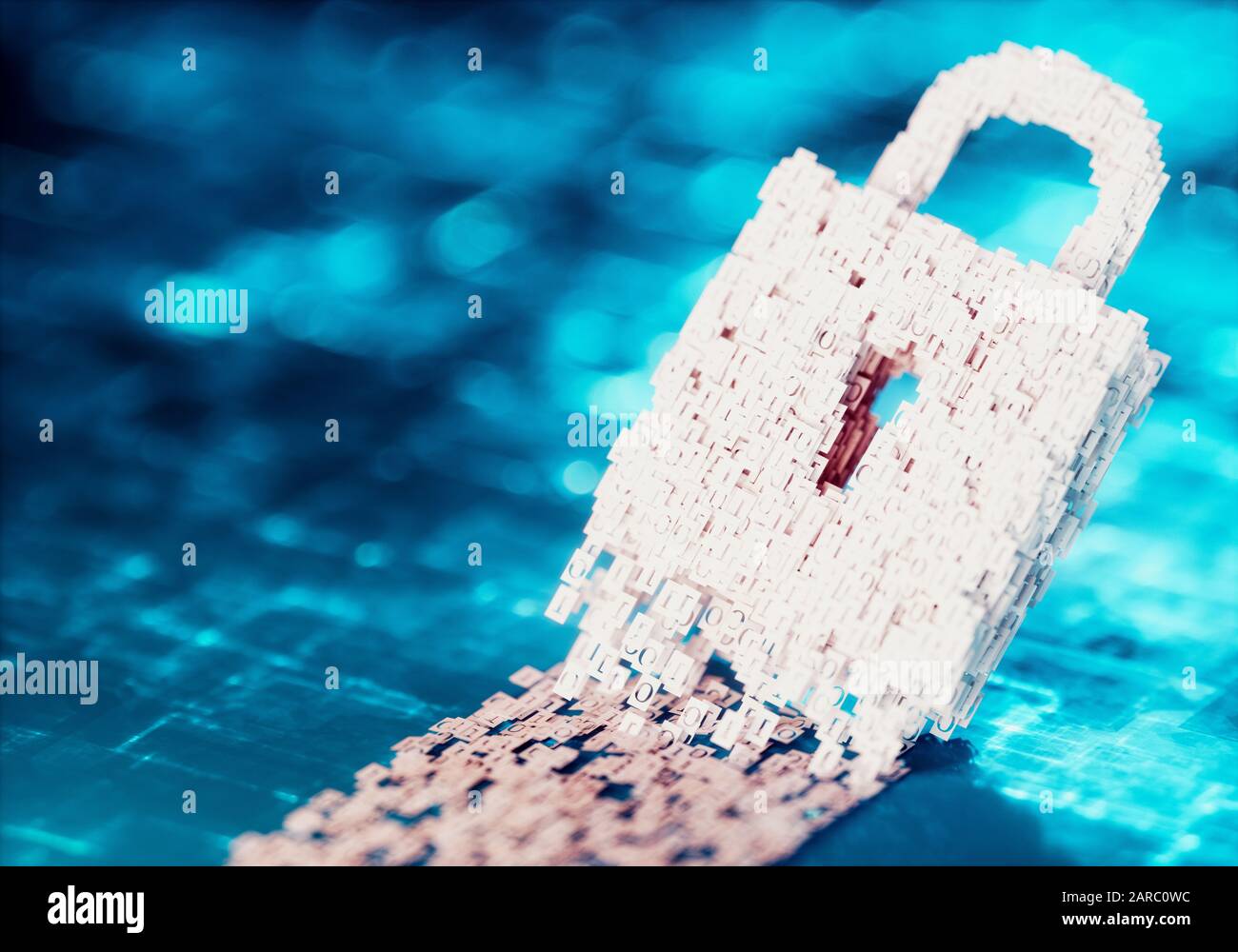 Cyberspace security concept. Binary code in the shape of lock with ...