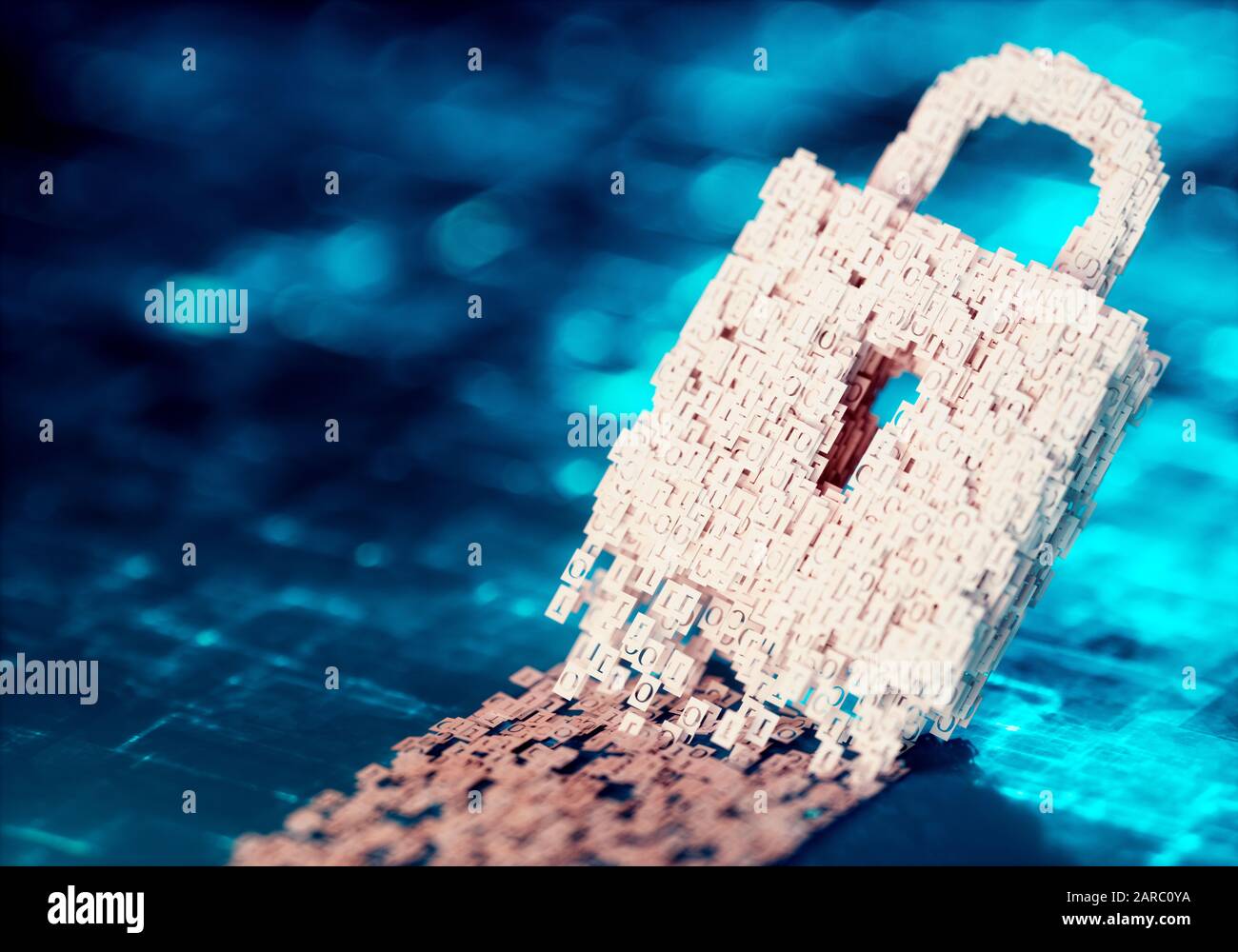 Cyberspace security concept. Binary code in the shape of lock with ...
