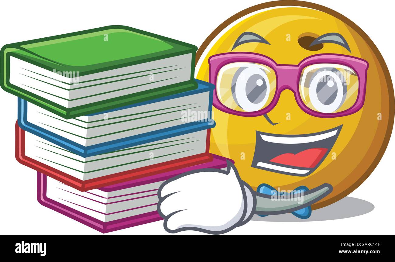 Cool and clever Student bowling ball mascot cartoon with book Stock ...