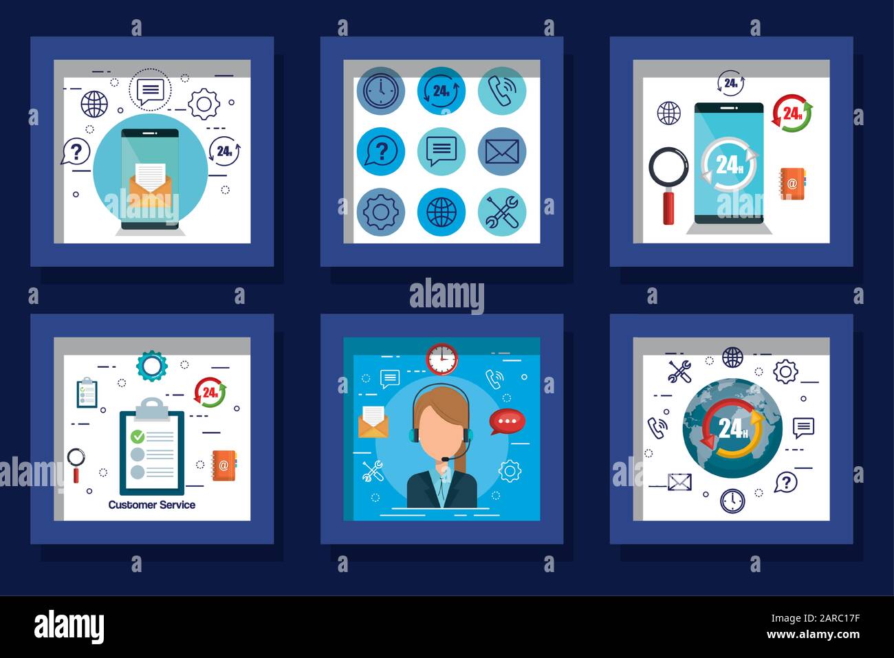 bundle designs of customer service and icons Stock Vector Image & Art ...