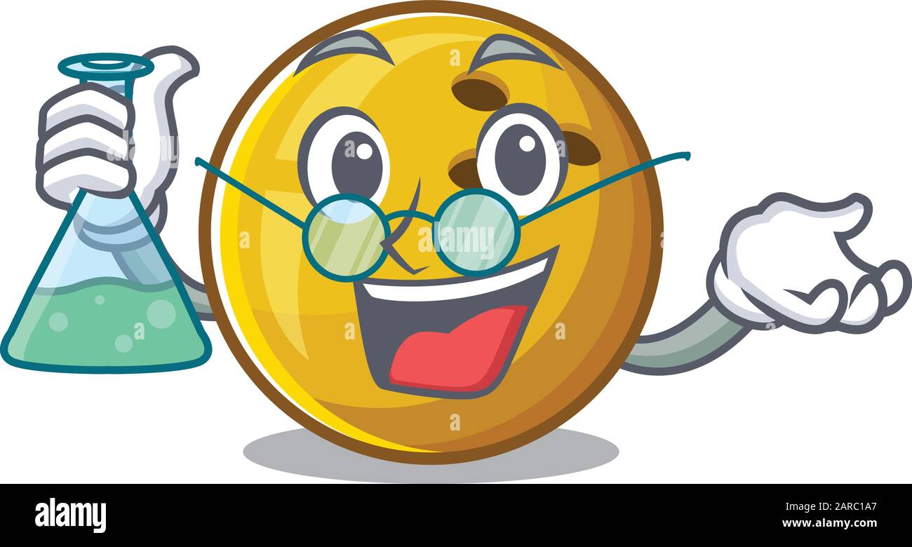 Smart Professor bowling ball cartoon character with glass tube Stock ...