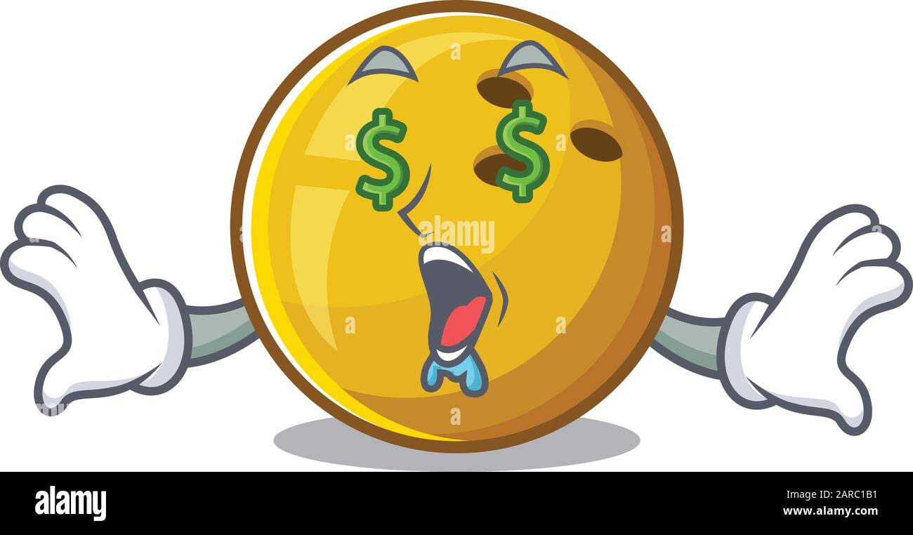 Happy rich bowling ball with Money eye cartoon character style Stock ...