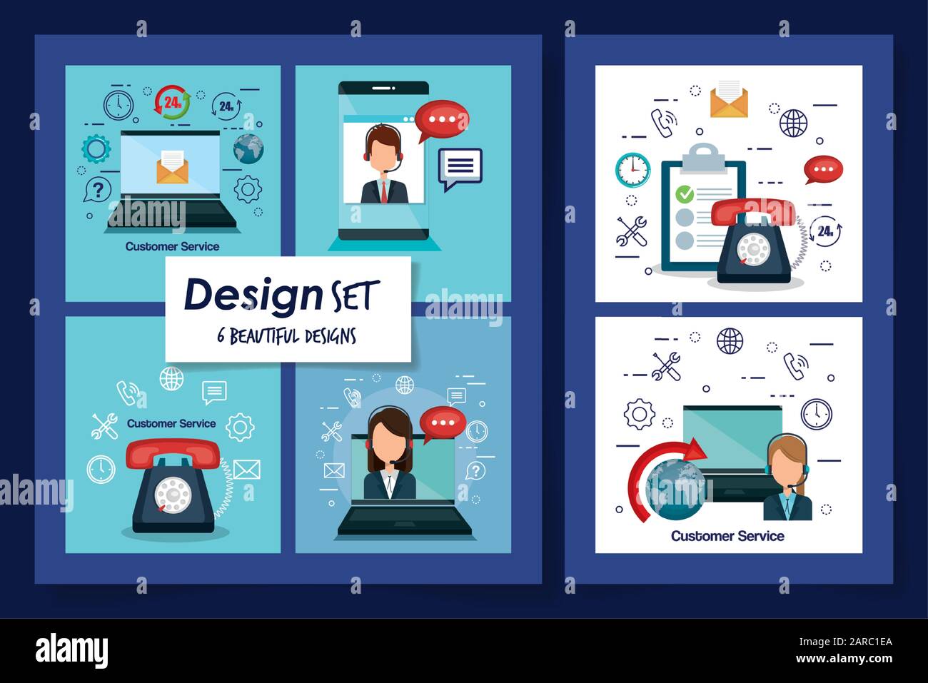 six designs of customer service and icons Stock Vector Image & Art - Alamy