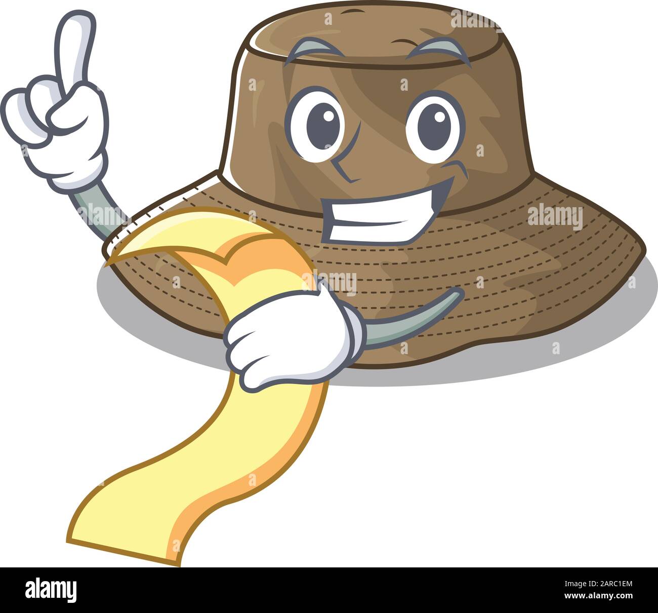 A funny cartoon character of bucket hat with a menu Stock Vector Image ...