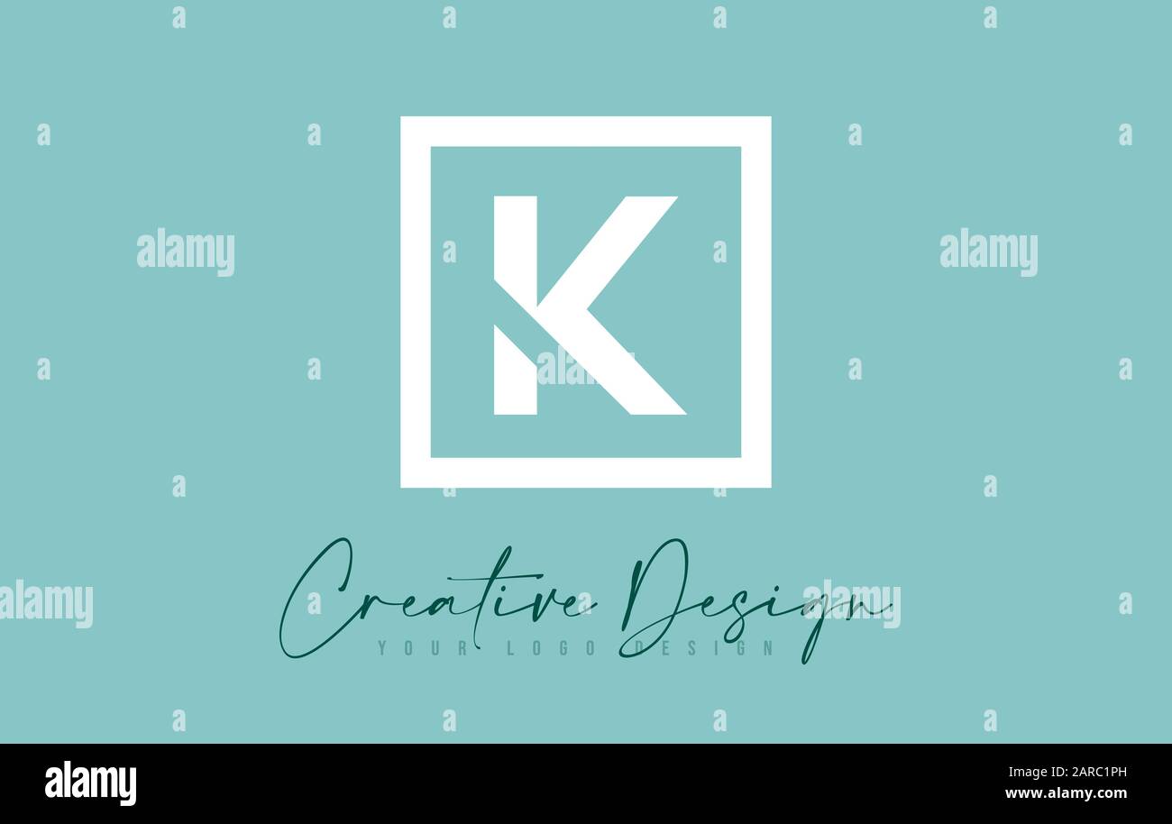 K Letter Icon Design With Creative Modern Look and Teal Background ...