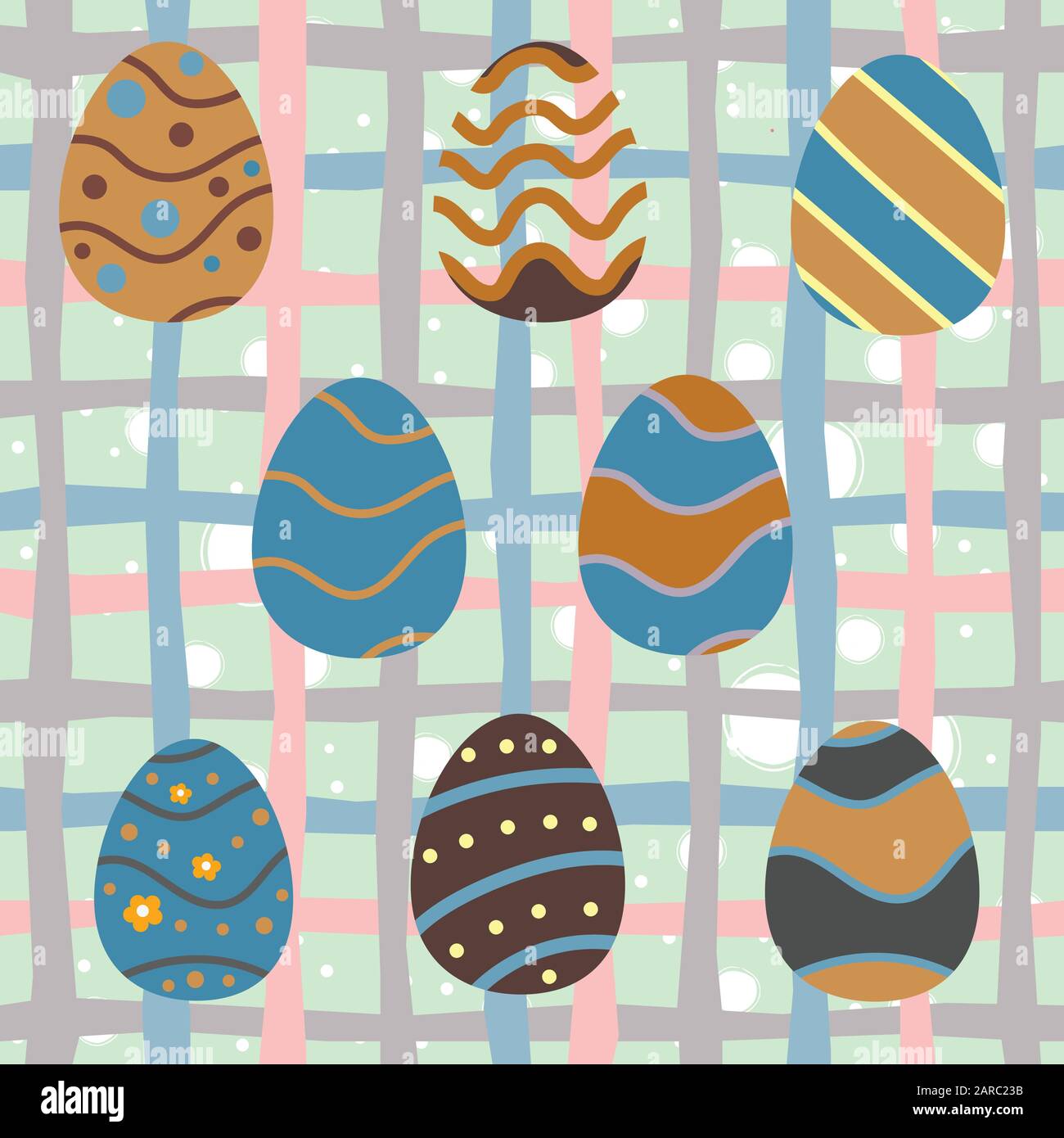 Collection Of Colorful Happy Easter Eggs. Retro Style. Colorful Design ...