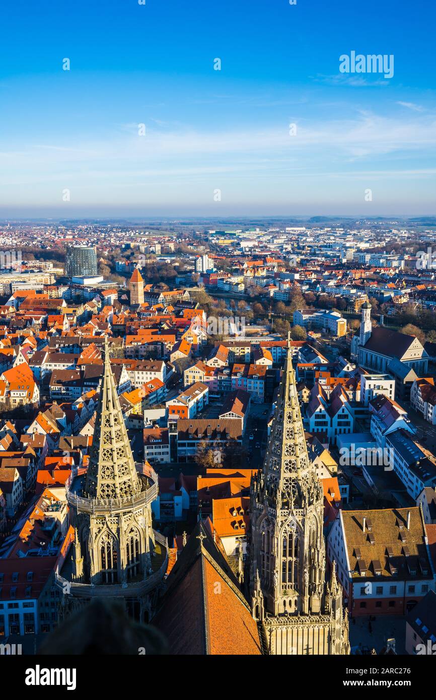 Aerial view village tall steeple hi-res stock photography and images ...