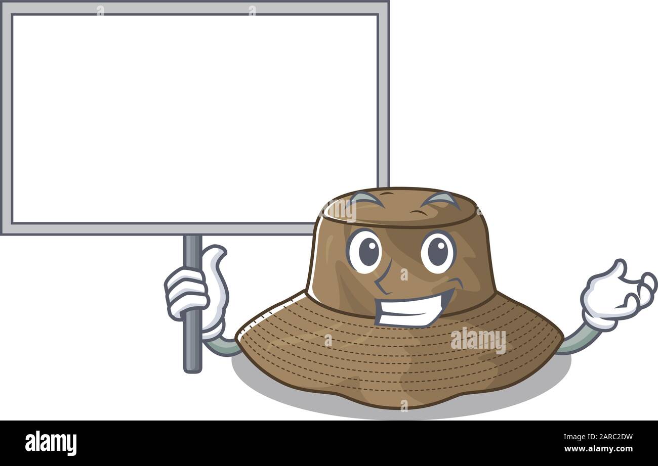 A cute picture of bucket hat cute cartoon character bring a board Stock ...