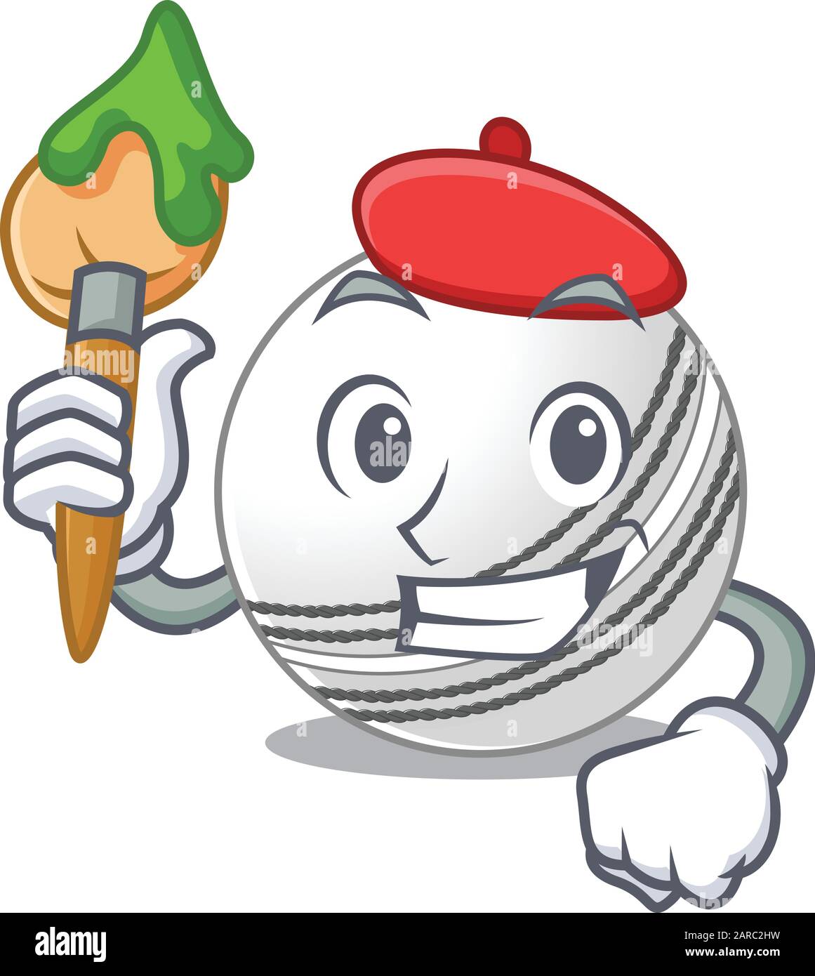 Cartoon character of cricket ball Artist with a brush Stock Vector ...