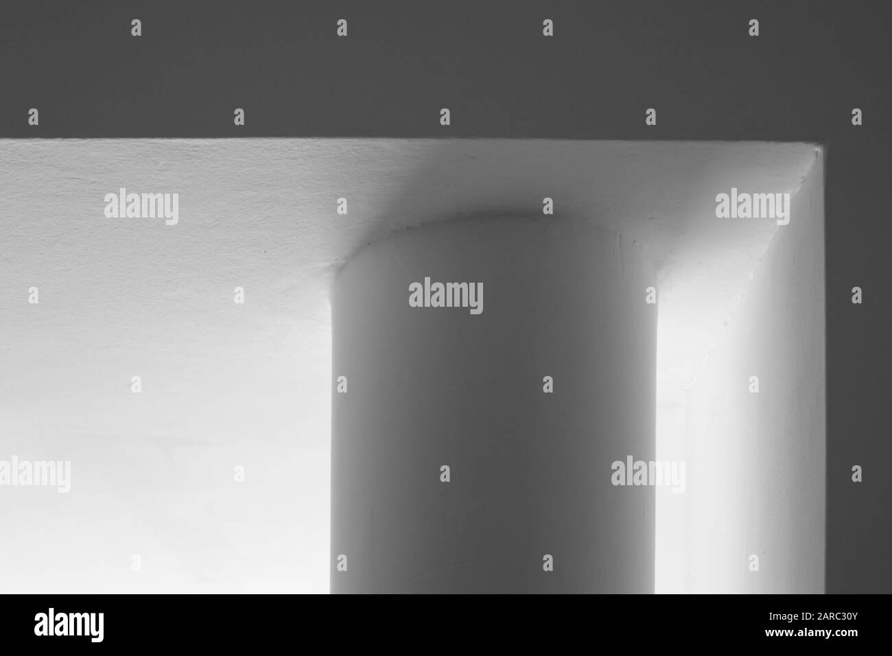 White column and portico, empty minimal interior fragment, background ...