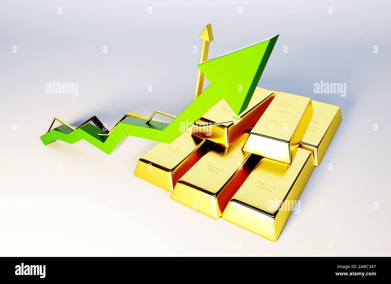 Business graph gold bars arrow hi-res stock photography and images - Alamy