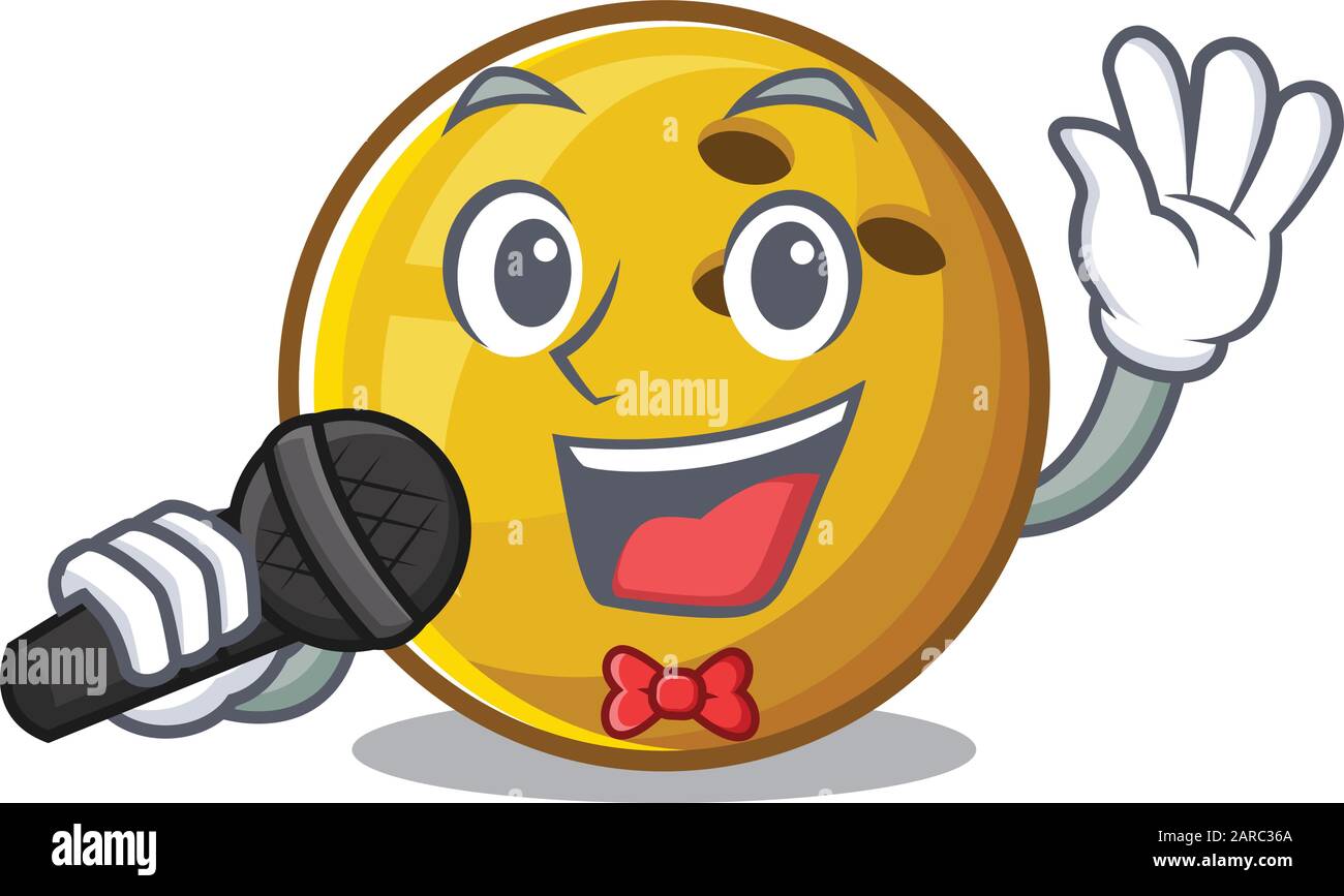 Happy bowling ball singing on a microphone Stock Vector Image & Art - Alamy