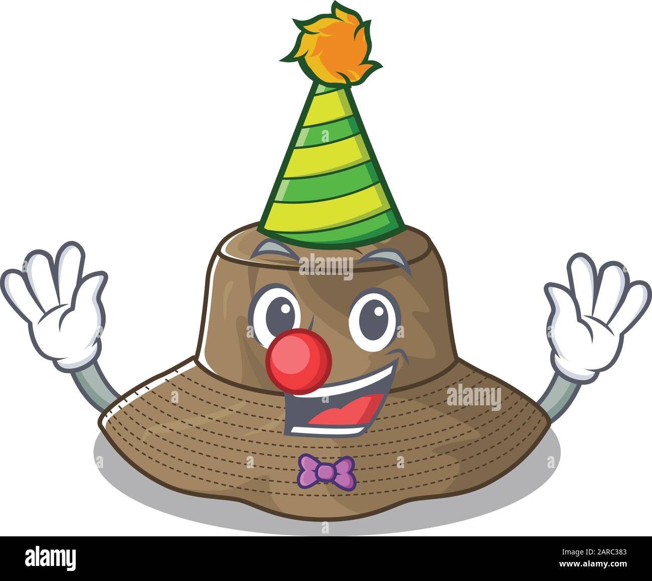 Funny Clown bucket hat cartoon character mascot design Stock Vector ...
