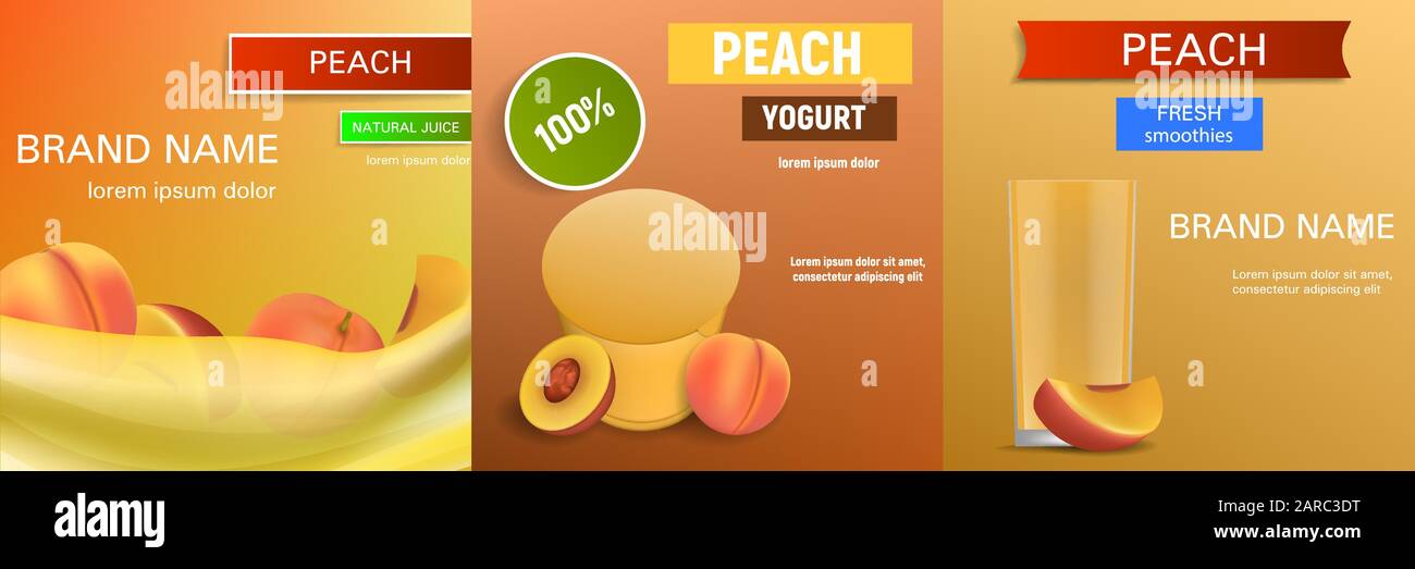 Peach banner set, realistic style Stock Vector Image & Art - Alamy