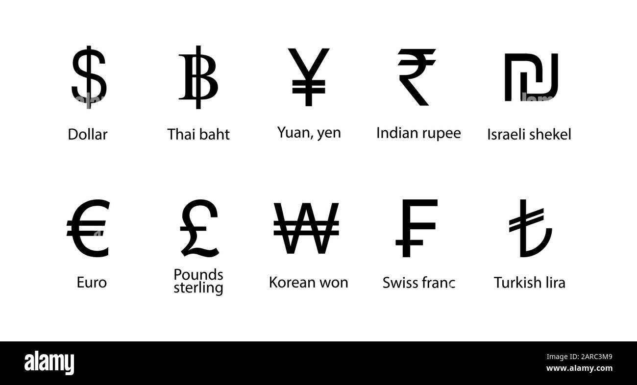 Currency, icon set. Vector illustration, flat design Stock Vector Image ...