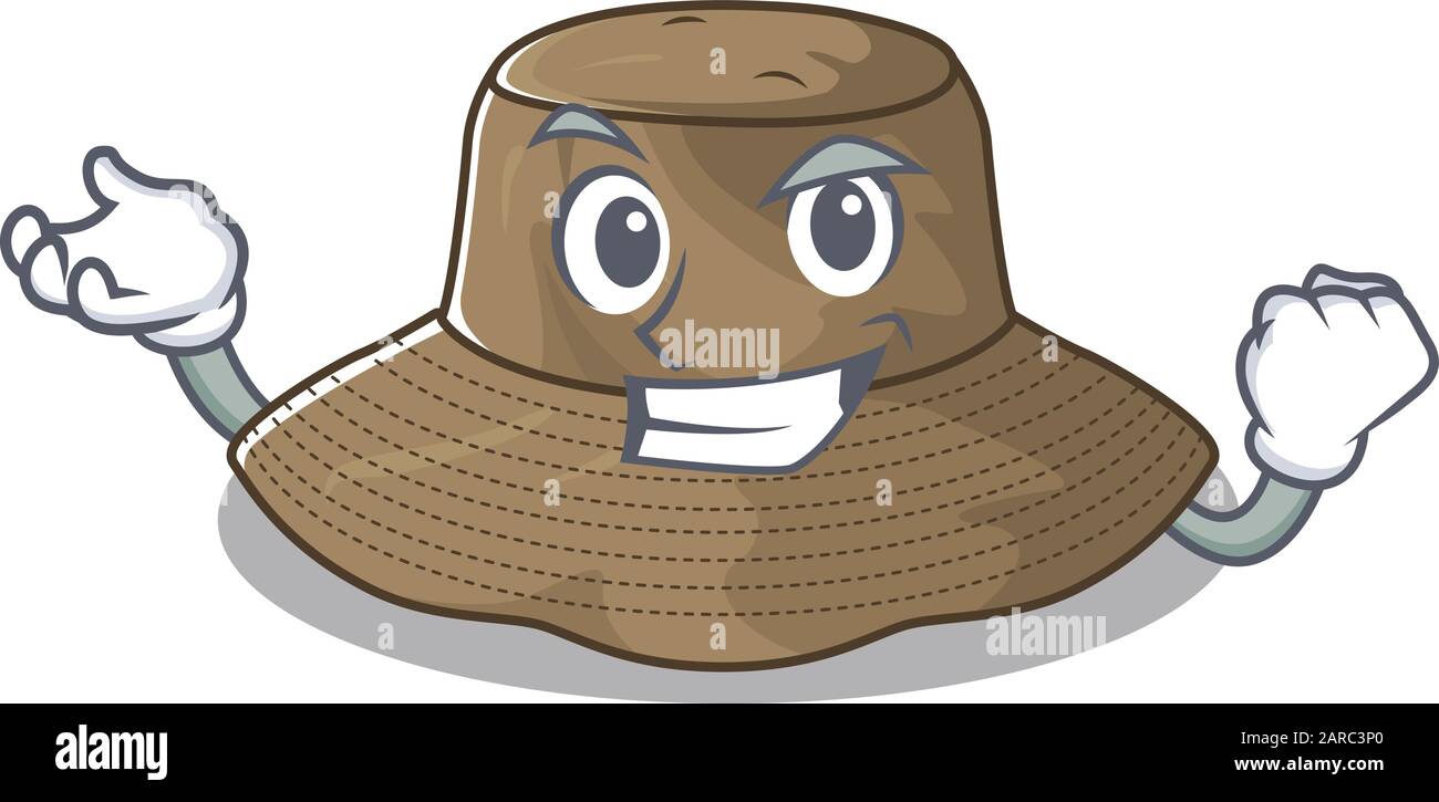 Happy confident Successful bucket hat cartoon character style Stock ...