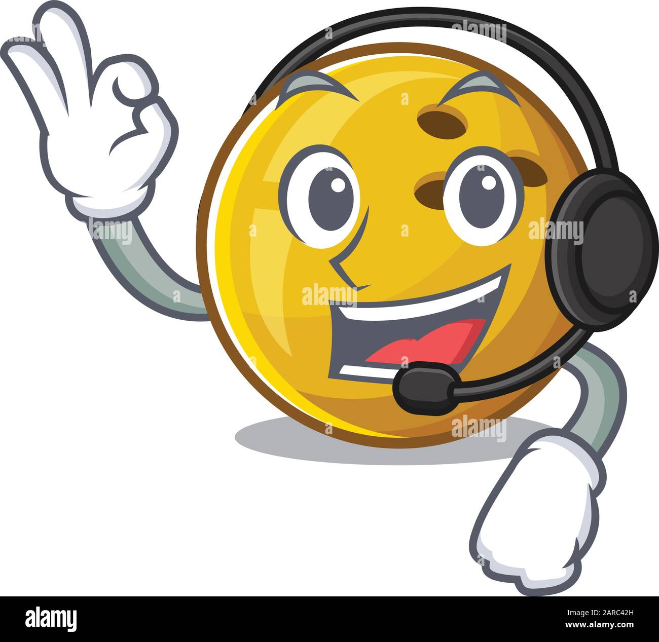 Smiley bowling ball cartoon character design wearing headphone Stock ...