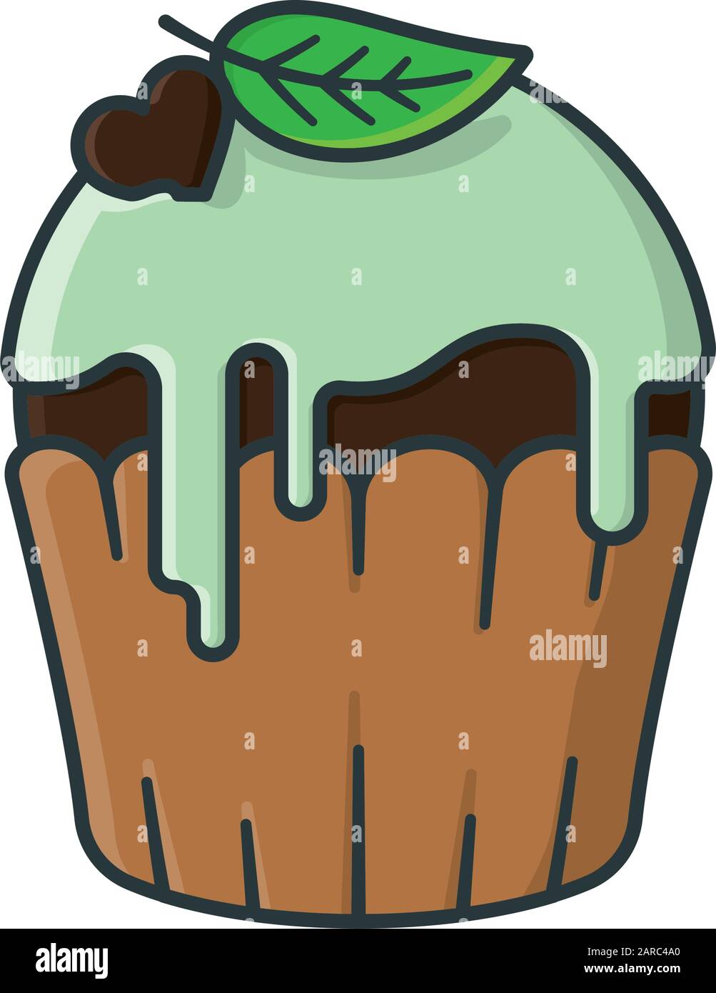 Isolated Chocolate cupcake with mint icing vector illustration for ...