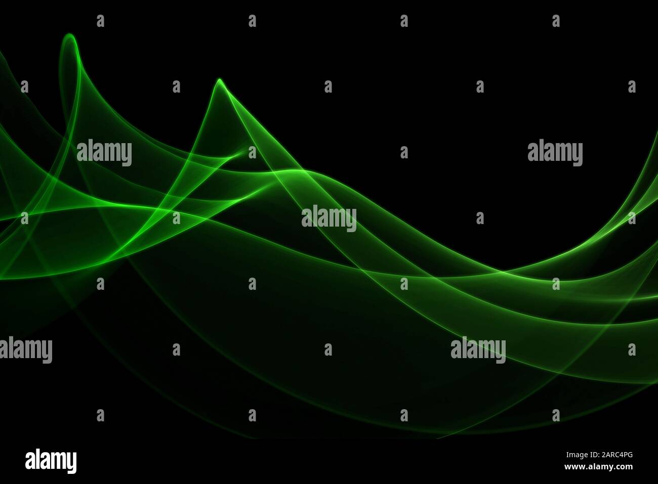 abstract Eco fresh green smoke flame helix isolated on black background ...