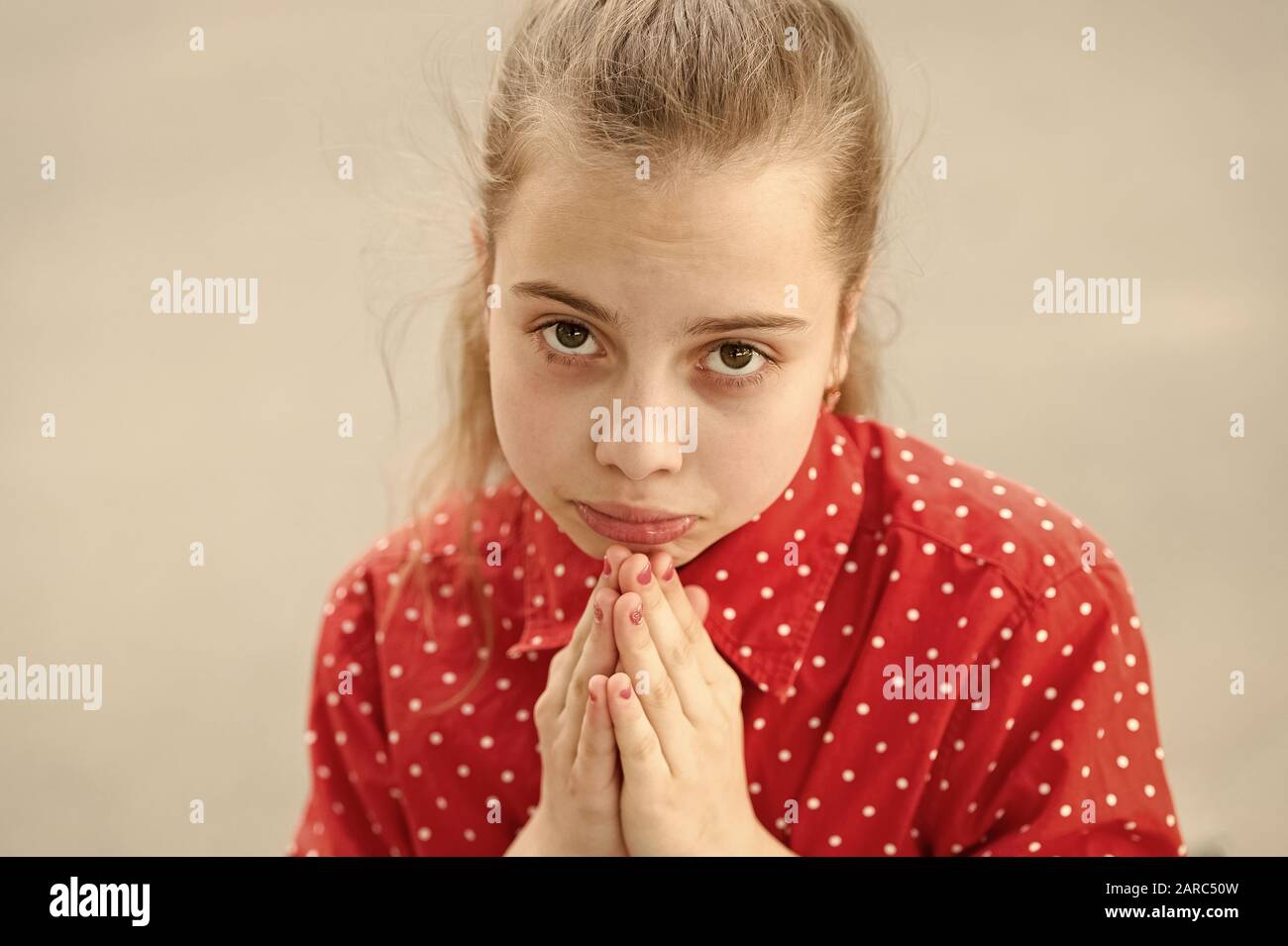 Ask permission. Banned behavior. Girl sad begging permission. Please ...