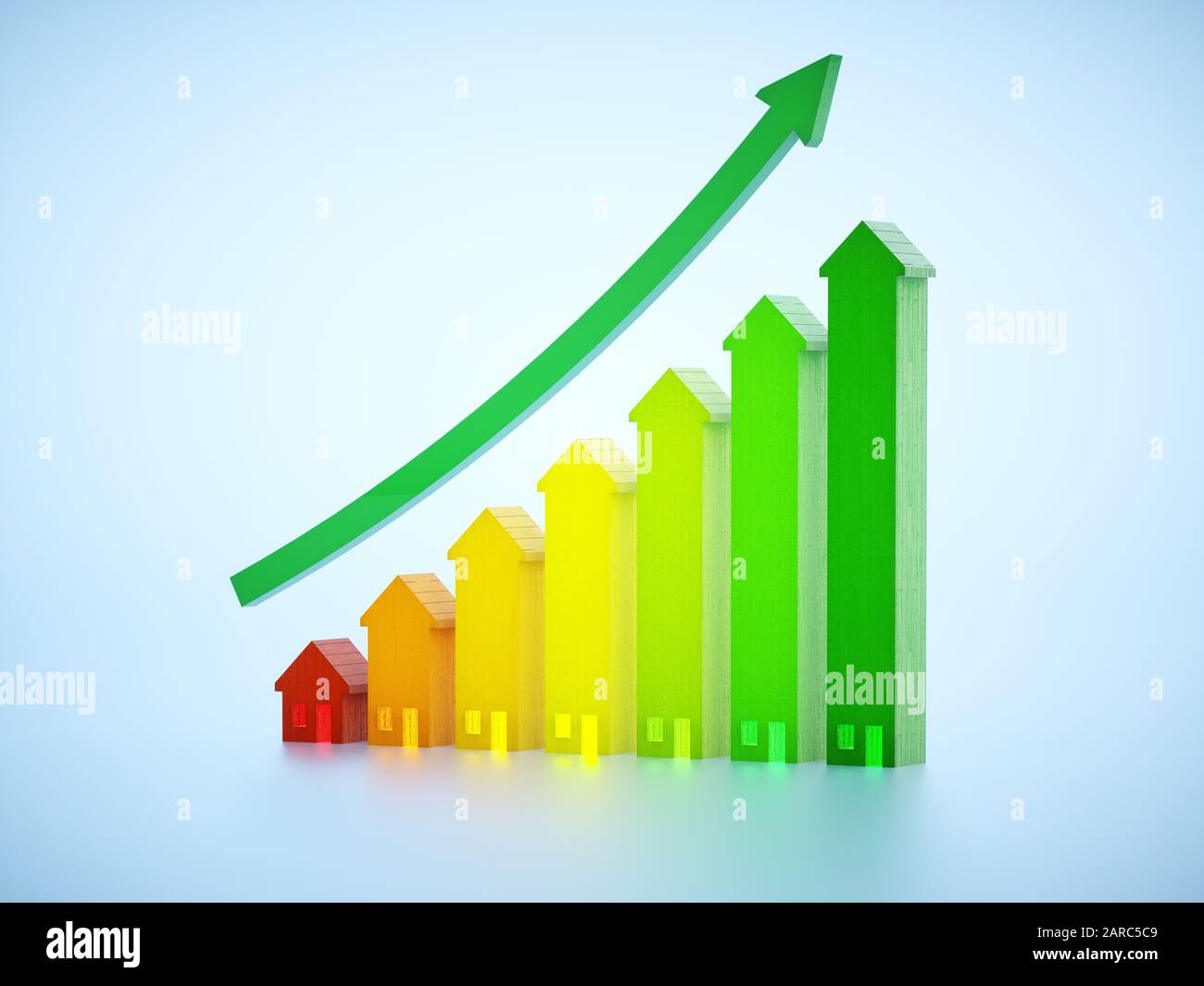 3d render image of houses with graph growing Stock Photo - Alamy